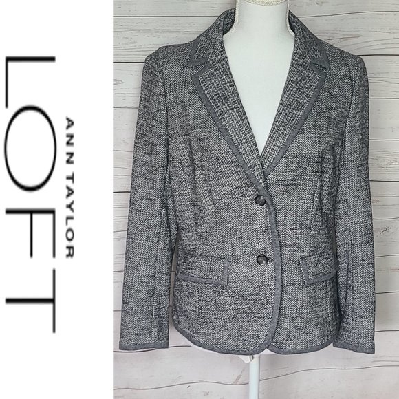 LOFT | Jackets & Coats | New Loft Herringbone Two Button Cotton Wool ...